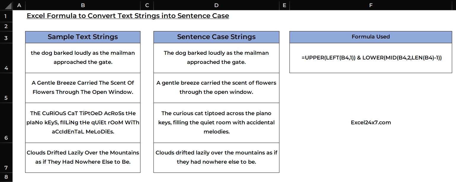 How to Use a Formula to Convert Text to Sentence Case in Excel? - Developer and Technology ...